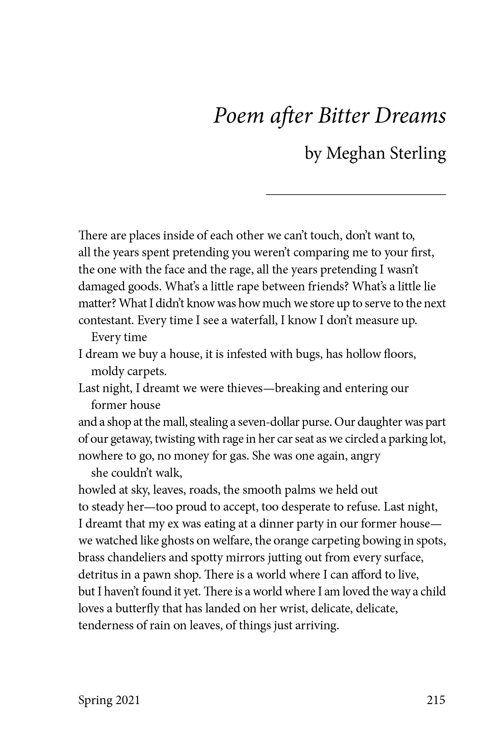 Poem after Bitter Dreams